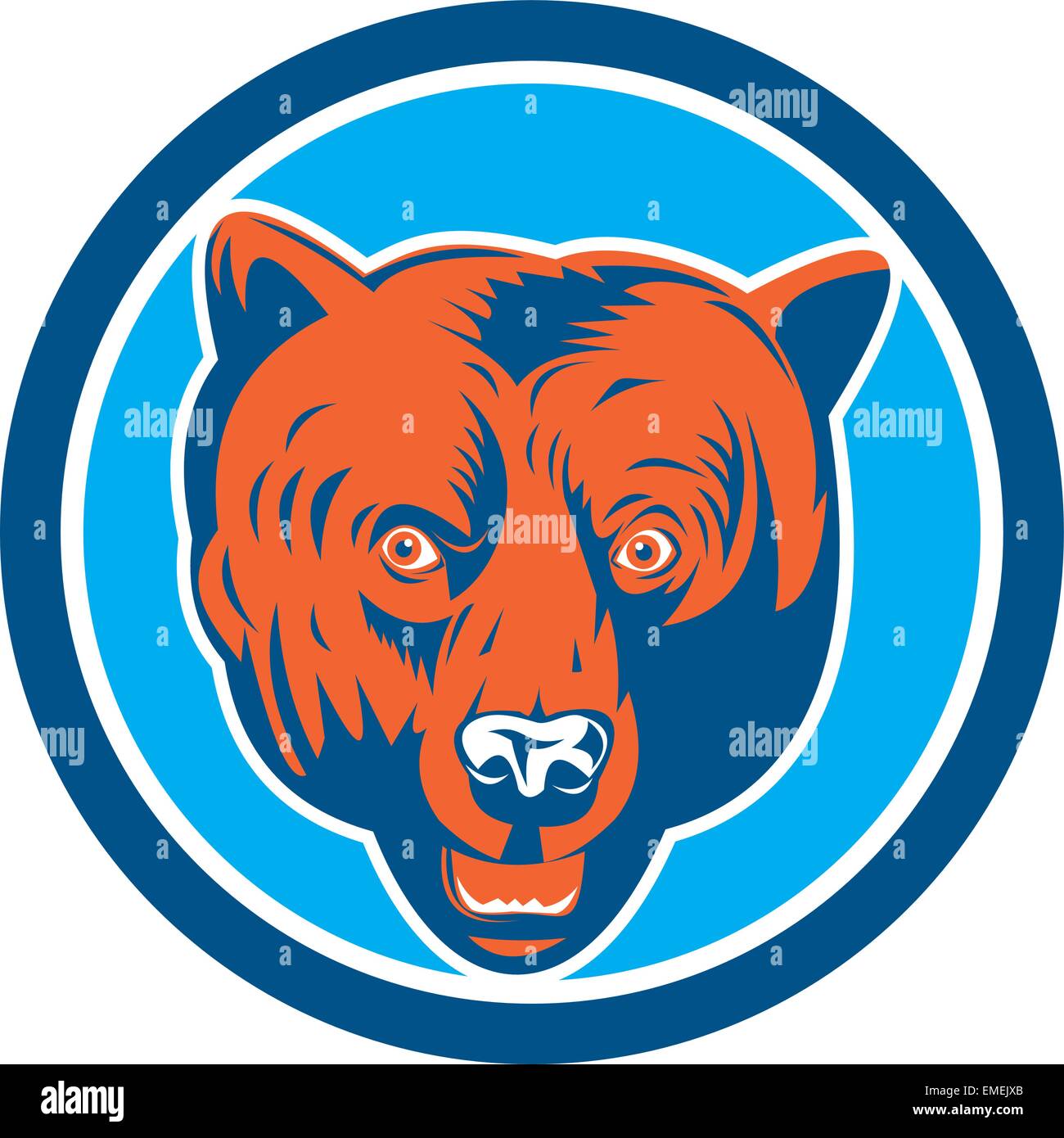 Grizzly Bear Head Front Circle Retro Stock Vector Image & Art - Alamy