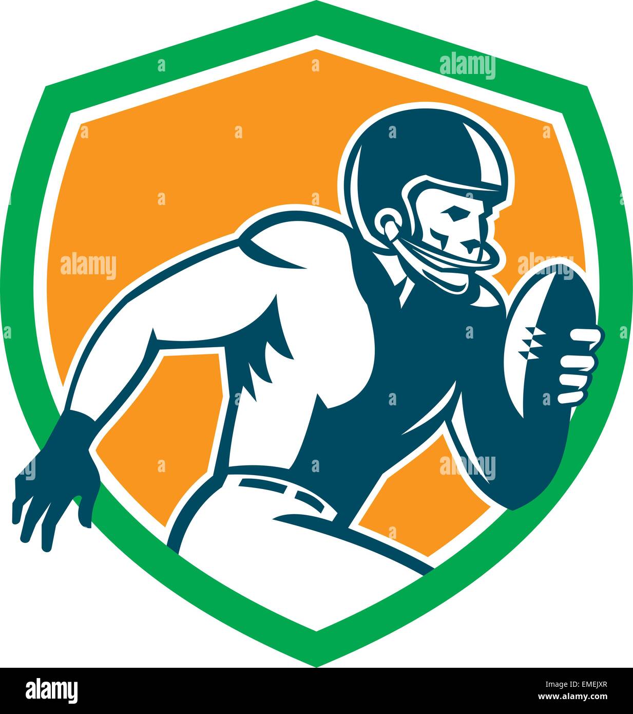 American Football Player Running Shield Retro Stock Vector Image & Art ...