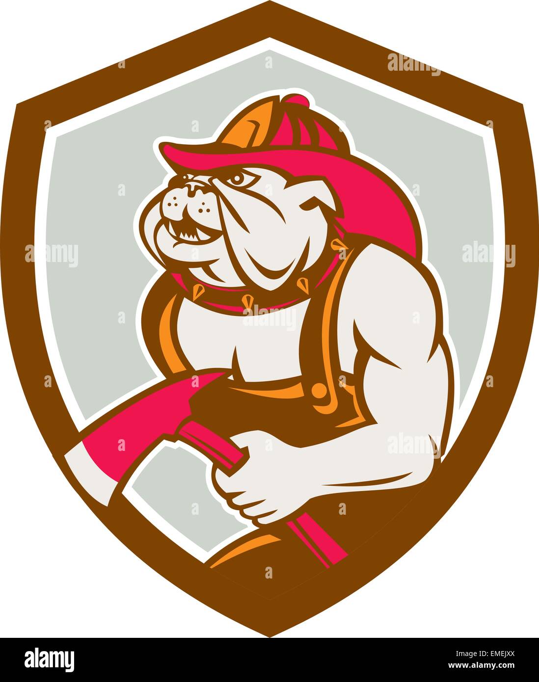 Bulldog Fireman With Axe Shield Retro Stock Vector Image & Art - Alamy