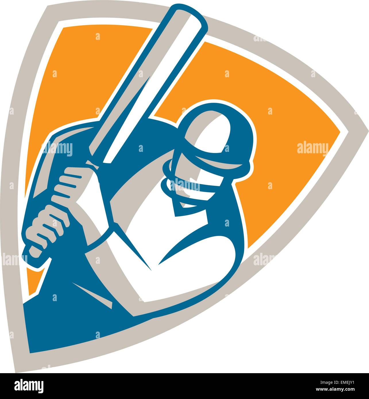 Cricket Player Batsman Batting Shield Retro Stock Vector Image & Art ...