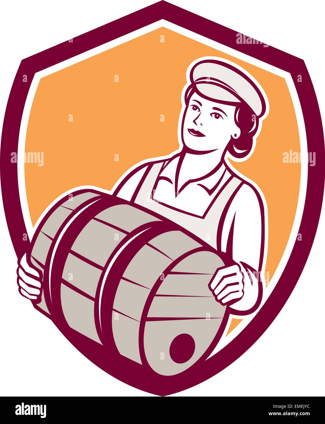 Woman carry crate Stock Vector Images - Alamy