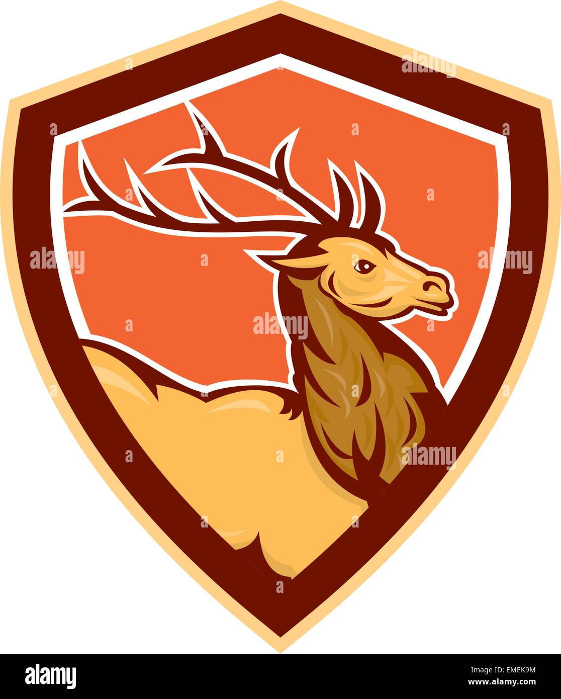 Deer Stag Buck Head Shield Retro Stock Vector Image & Art - Alamy