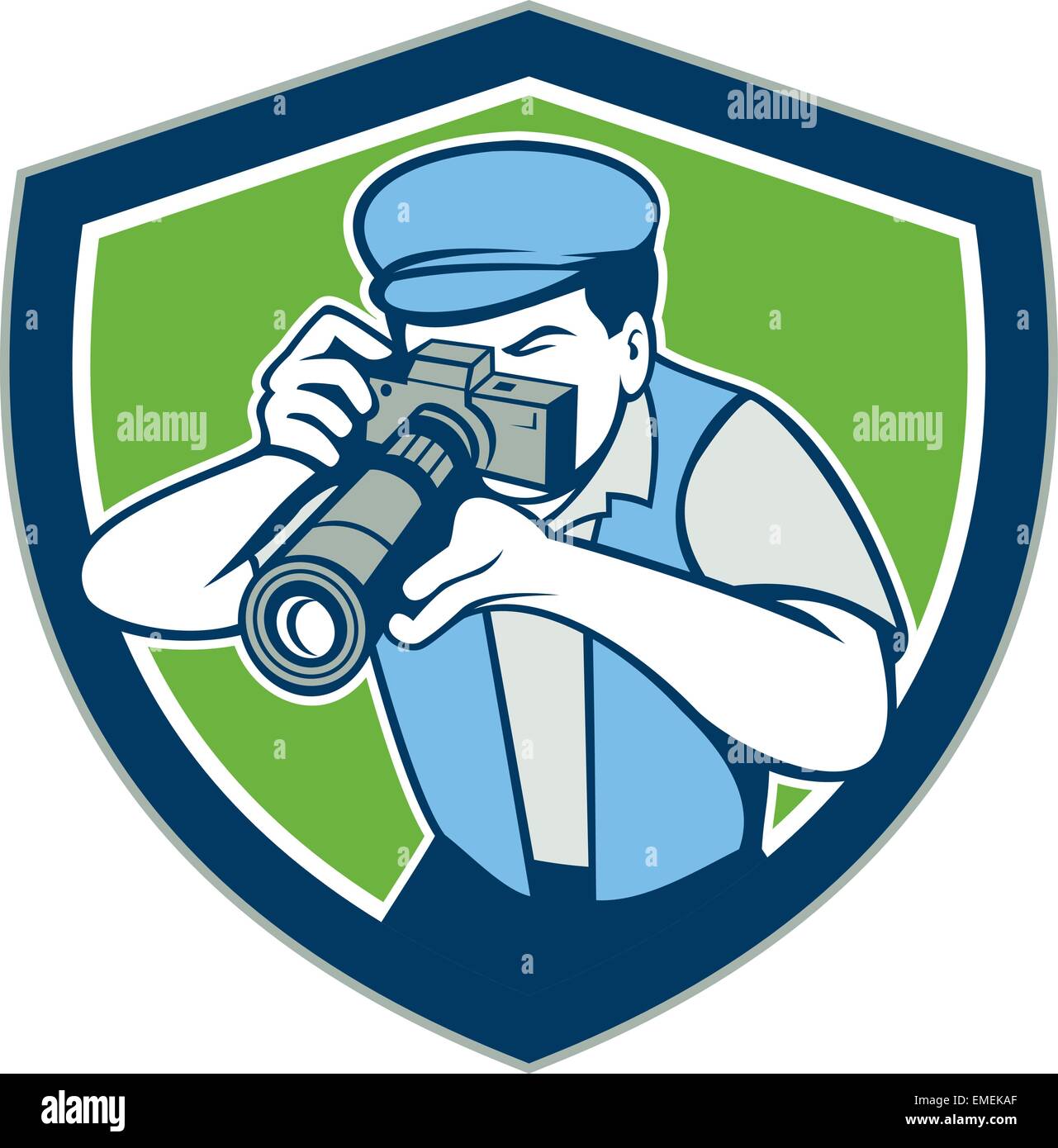 Photographer Shooting Camera Shield Retro Stock Vector Image & Art - Alamy
