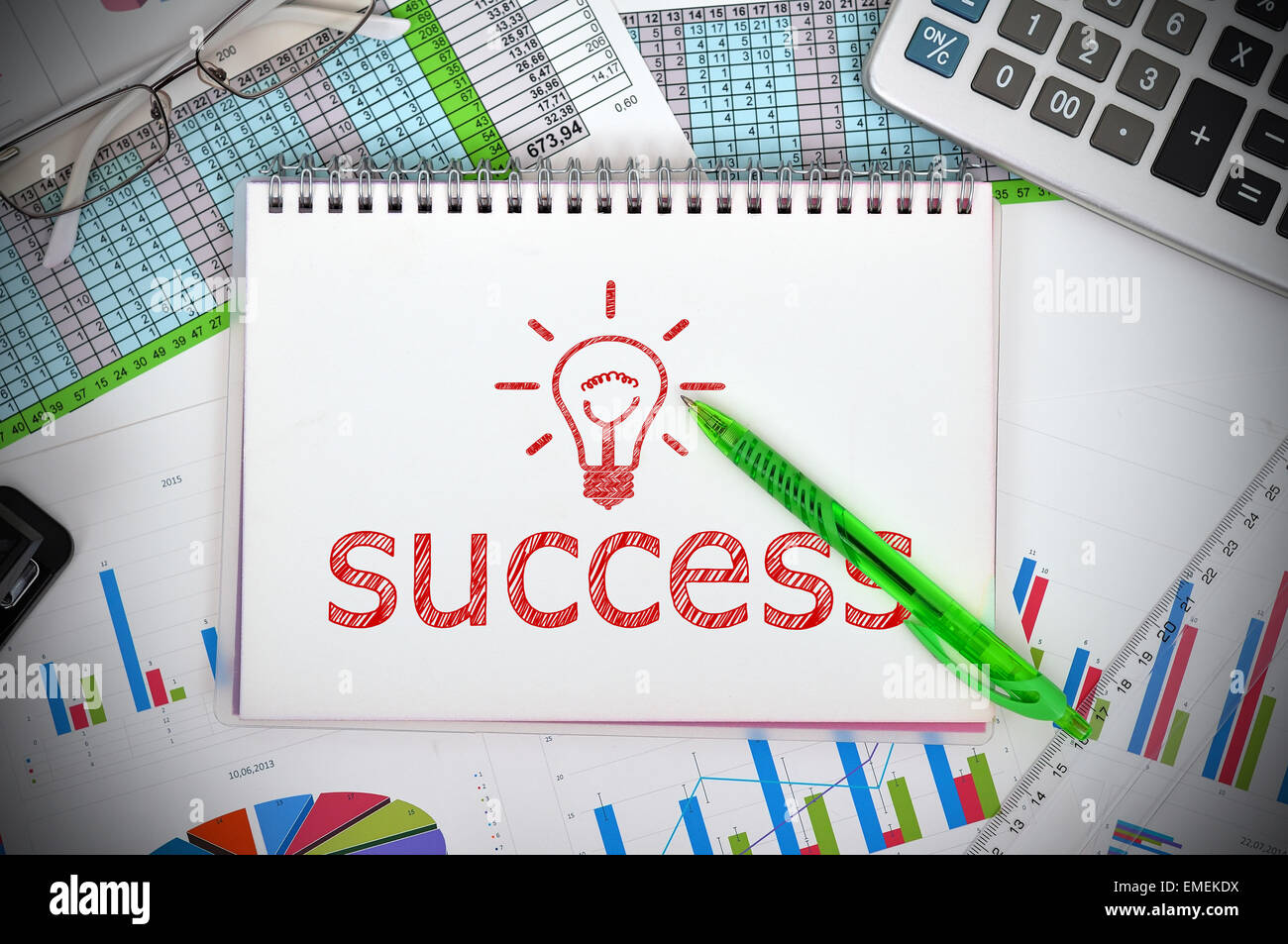 notebook with drawing success and financial charts Stock Photo - Alamy