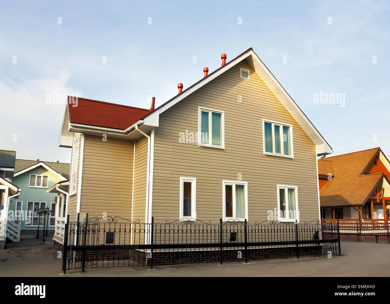 Cottage construction of light materials as suburban housing Stock Photo ...