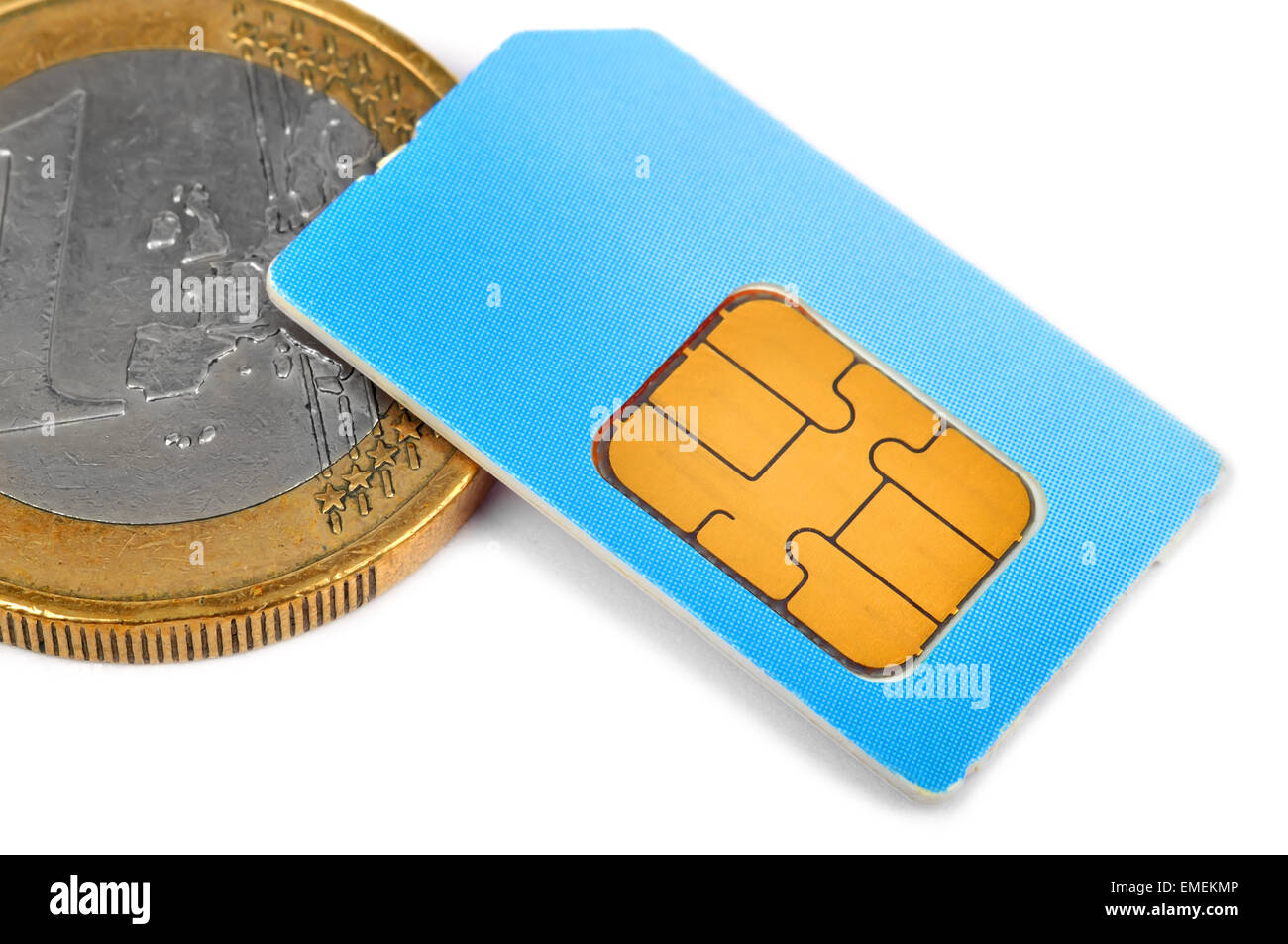 sim card and euro coin money, close up Stock Photo - Alamy