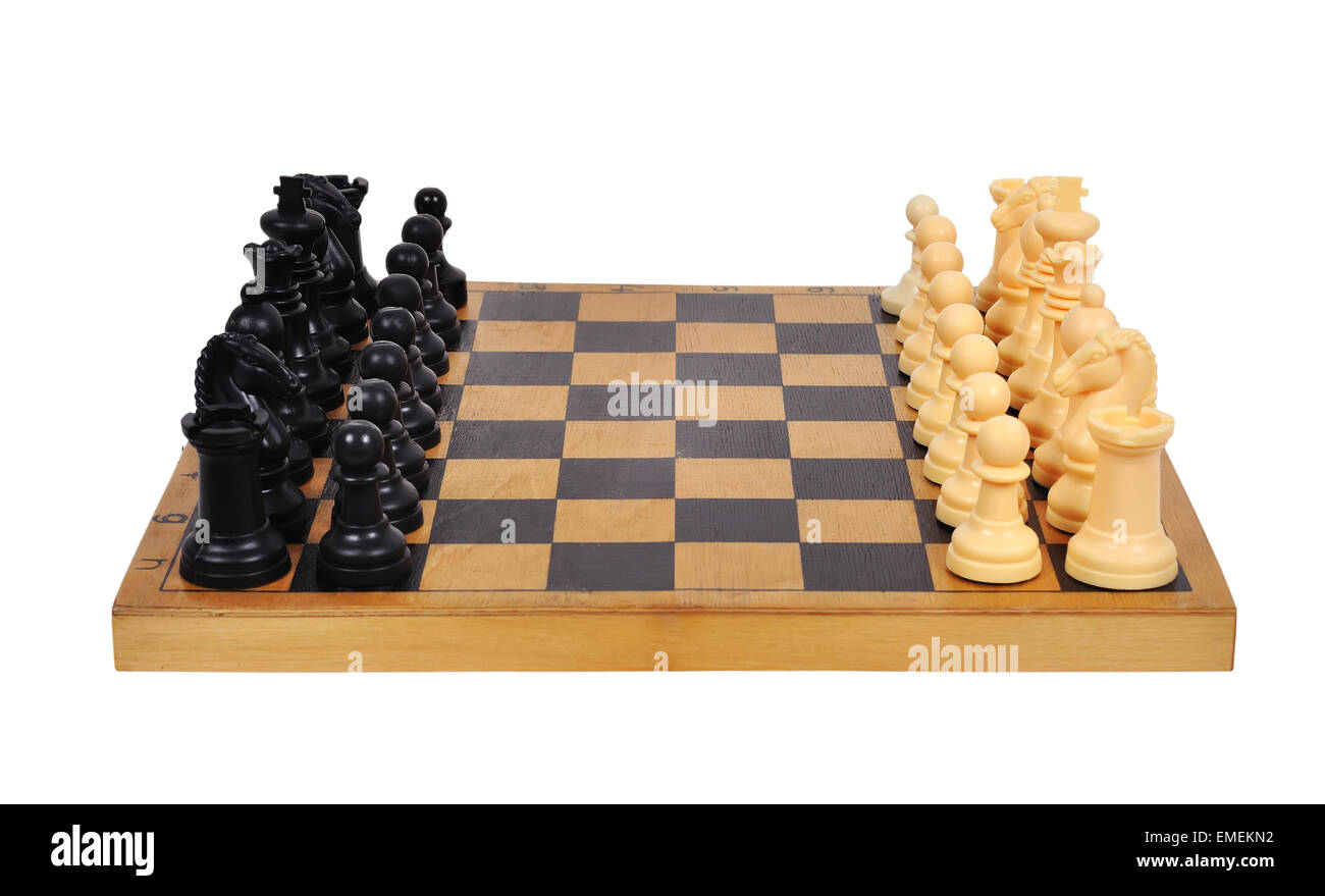 Chess Board with Chess Figure on white background Stock Photo - Alamy
