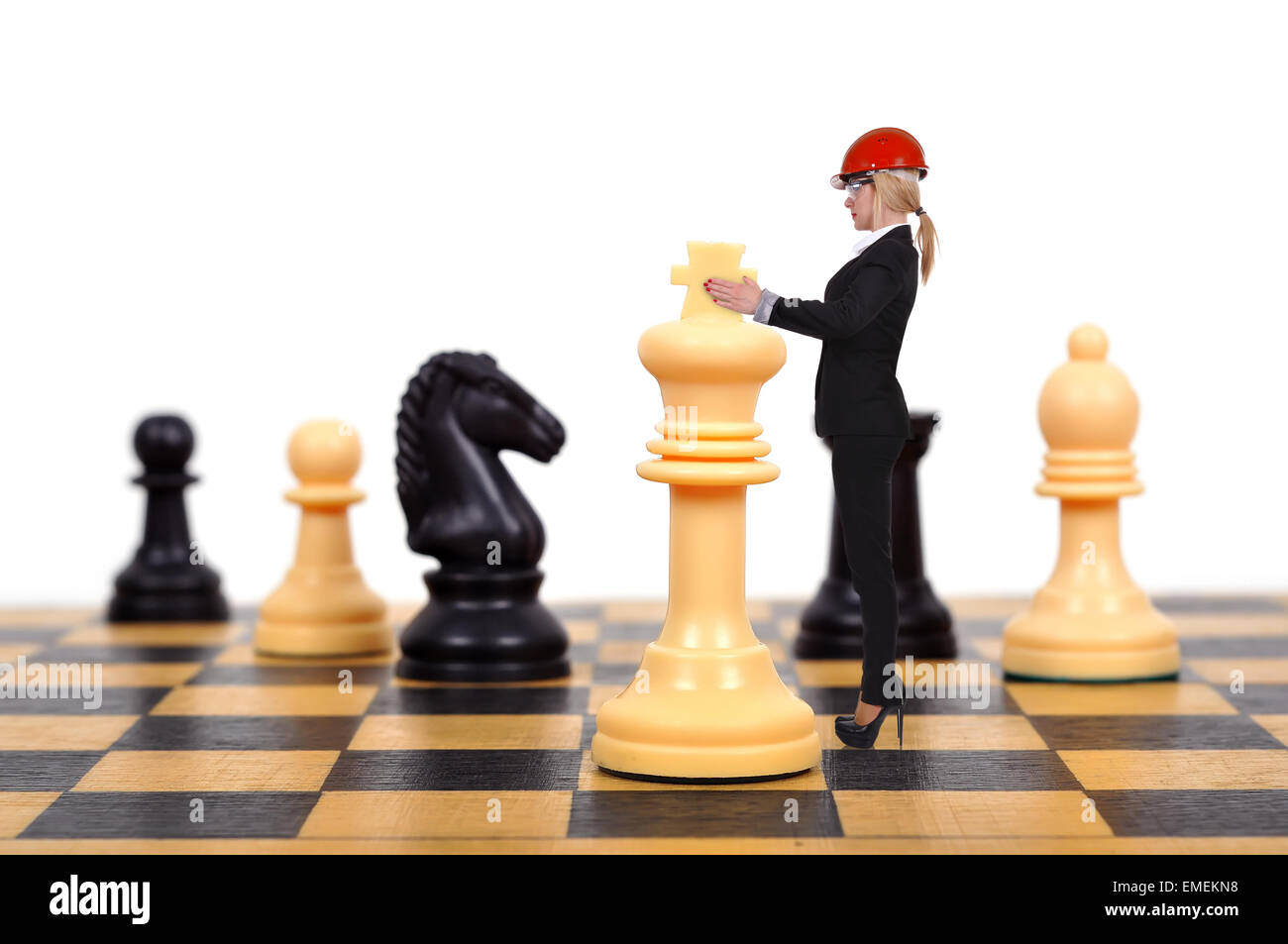 businesswoman playing in big chess, close up Stock Photo - Alamy