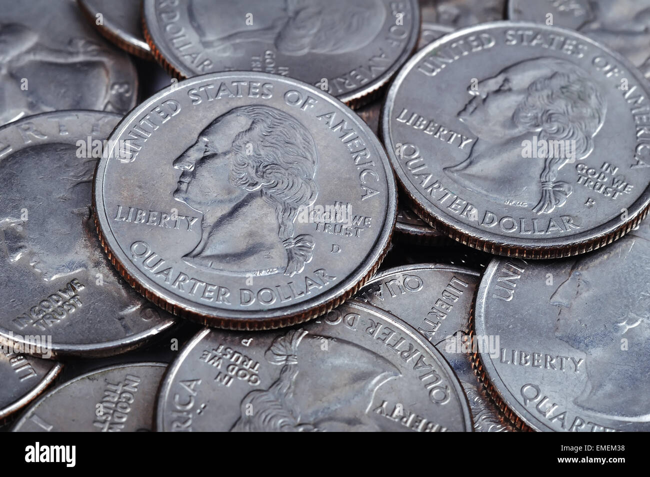 close up of quarter US cent coins Stock Photo - Alamy