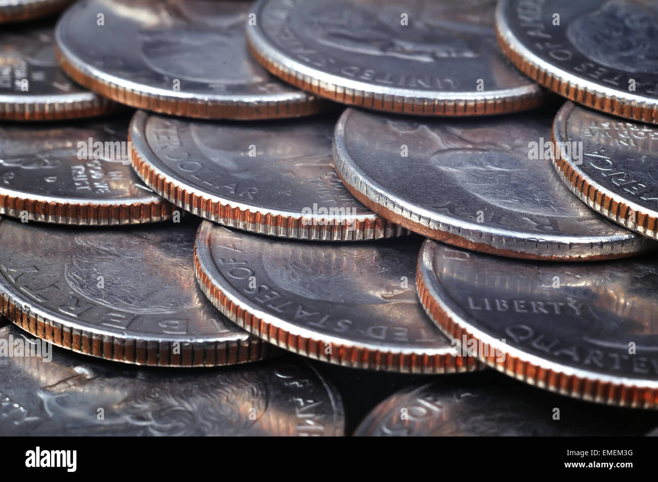 high resolution of quarter US cent coins Stock Photo - Alamy