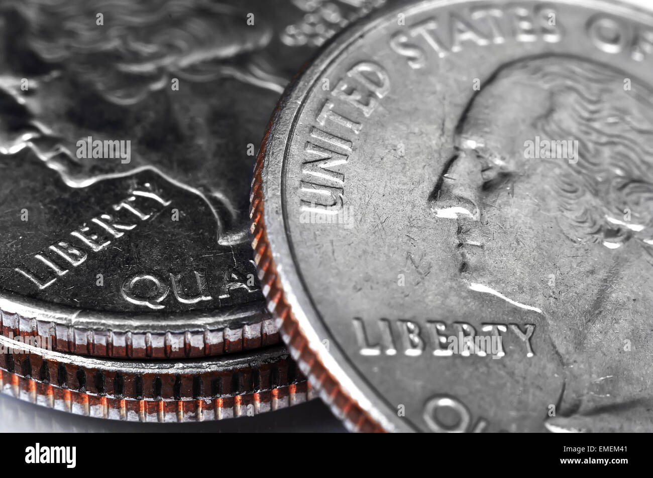 quarter american coins extreme close up Stock Photo - Alamy