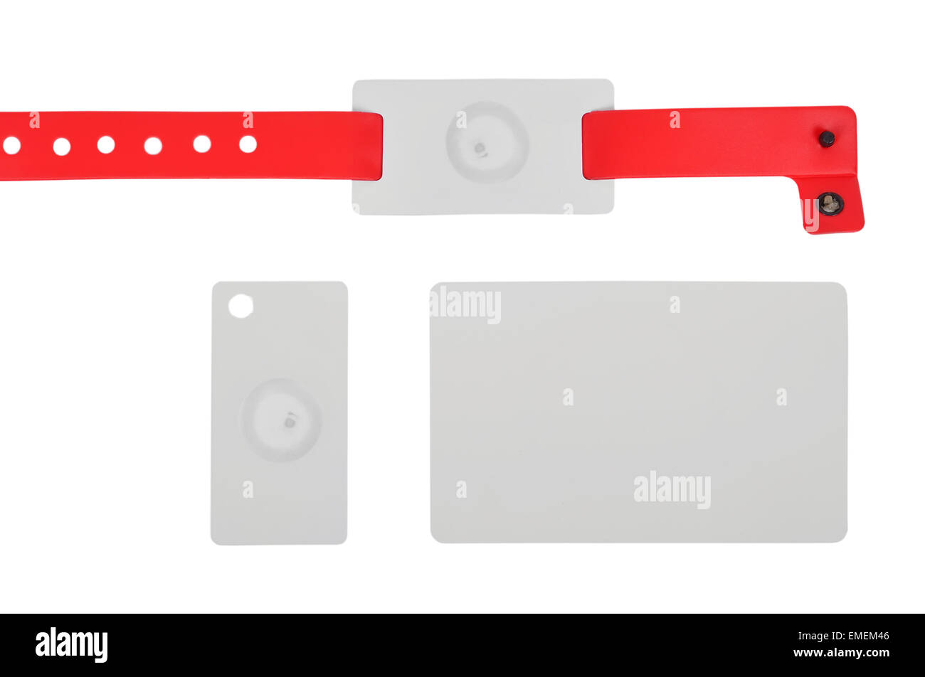 red rfid id bracelet and cards , close up Stock Photo - Alamy