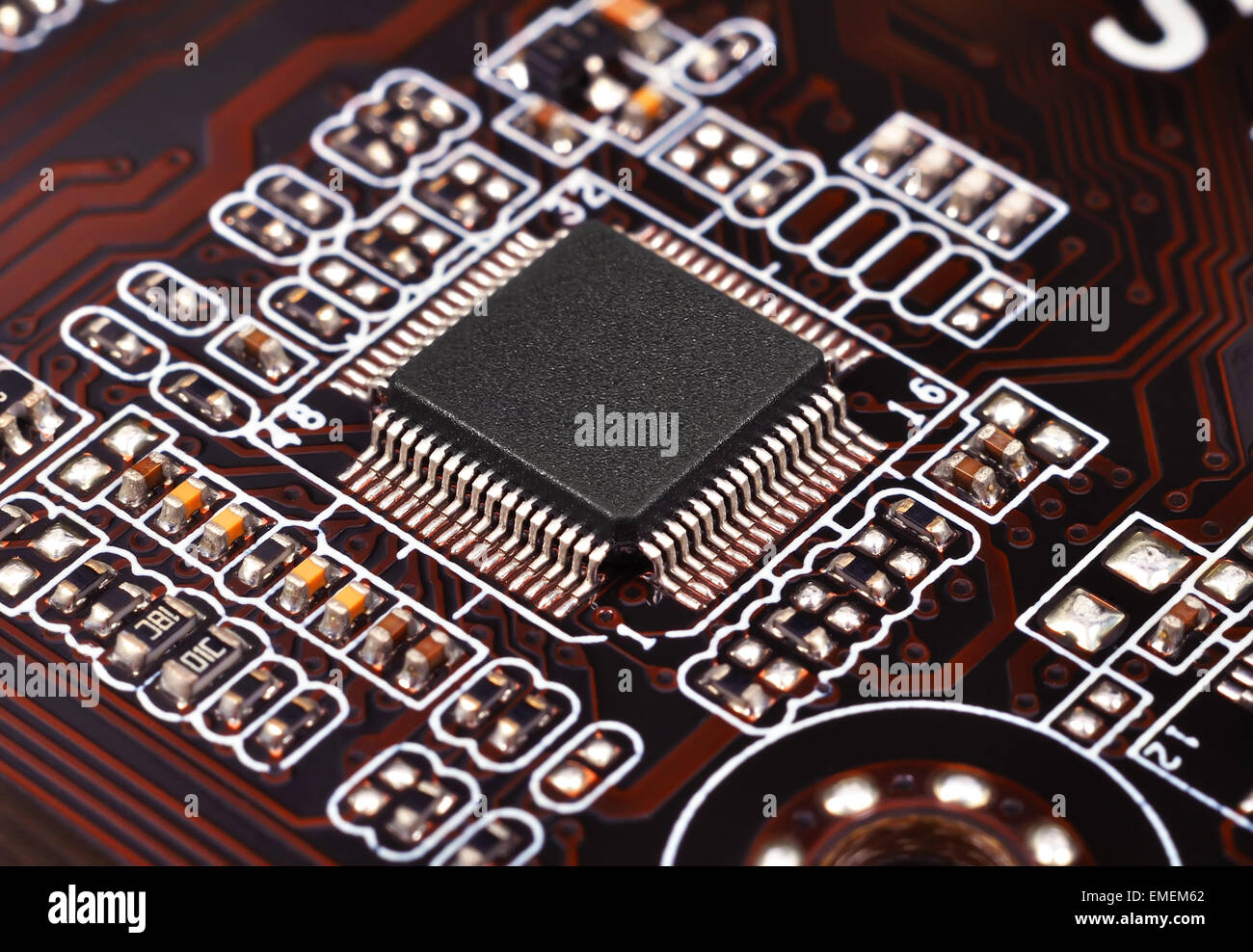 electronic circuit board with microchip Stock Photo - Alamy