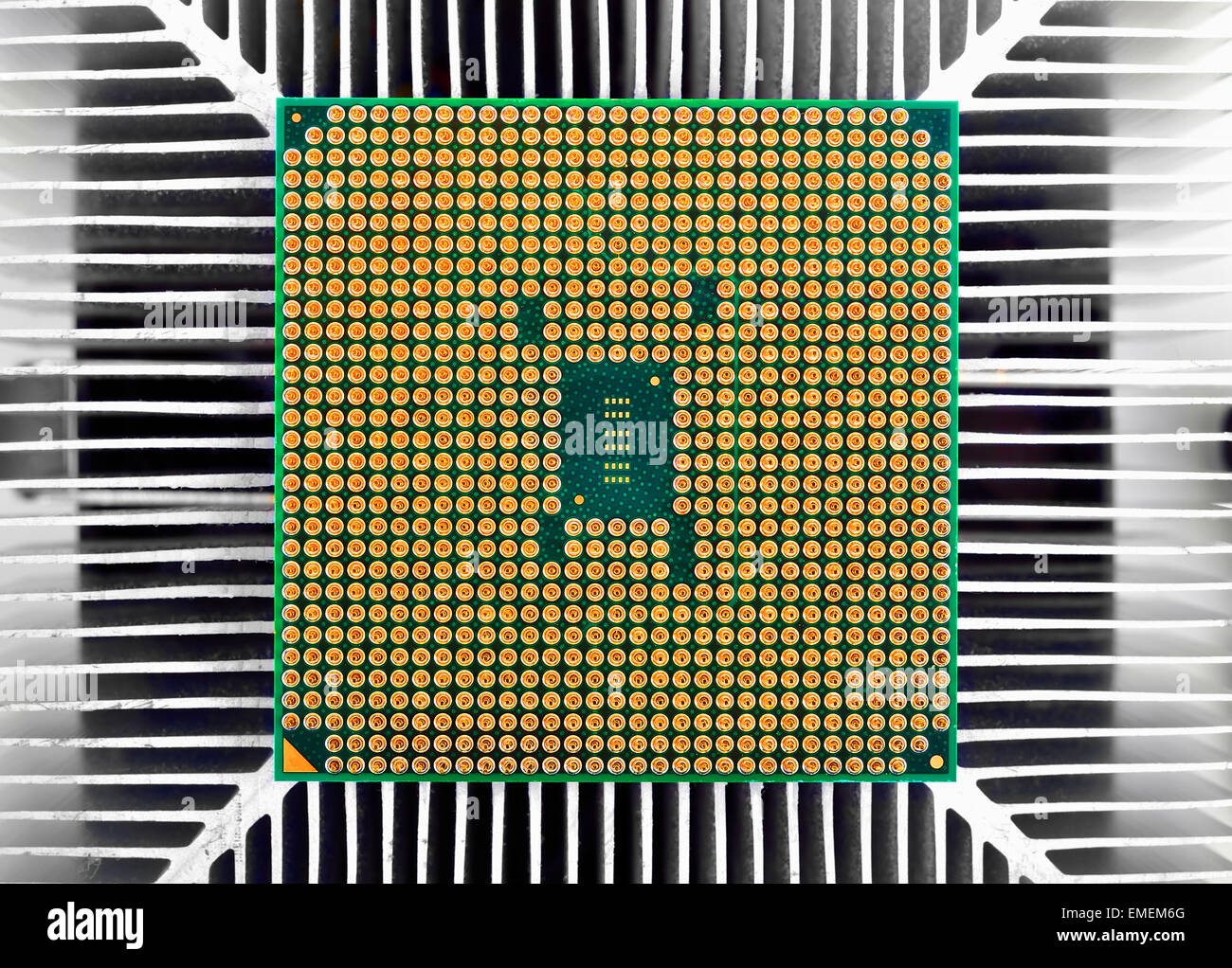 computer cpu chip on cooling pad, top view Stock Photo - Alamy