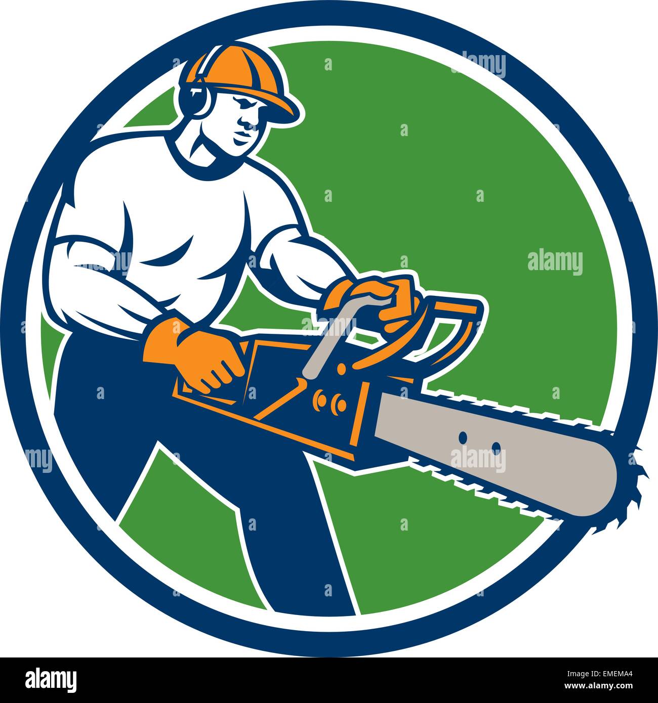 Lumberjack Tree Surgeon Arborist Chainsaw Circle Stock Vector Image ...