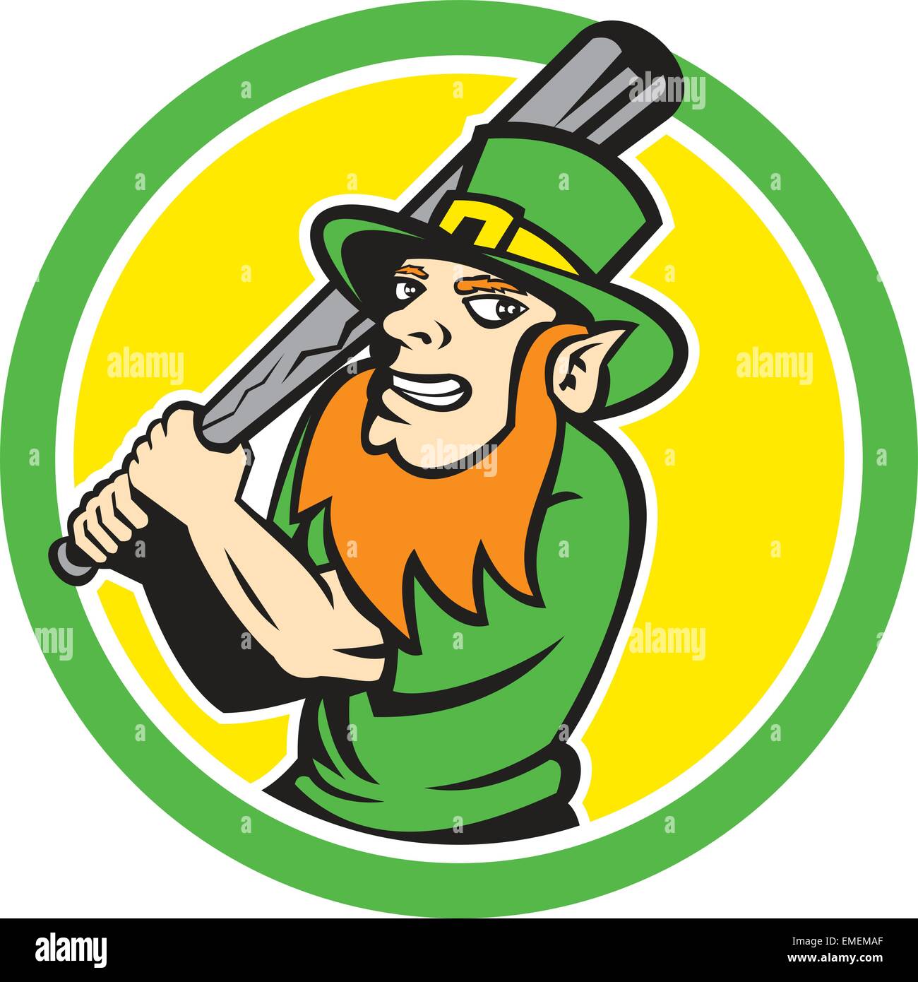 Leprechaun Baseball Hitter Batting Circle Retro Stock Vector Image ...