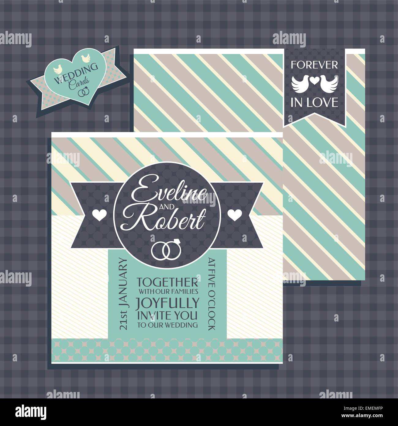 Retro wedding card Stock Vector Image & Art - Alamy