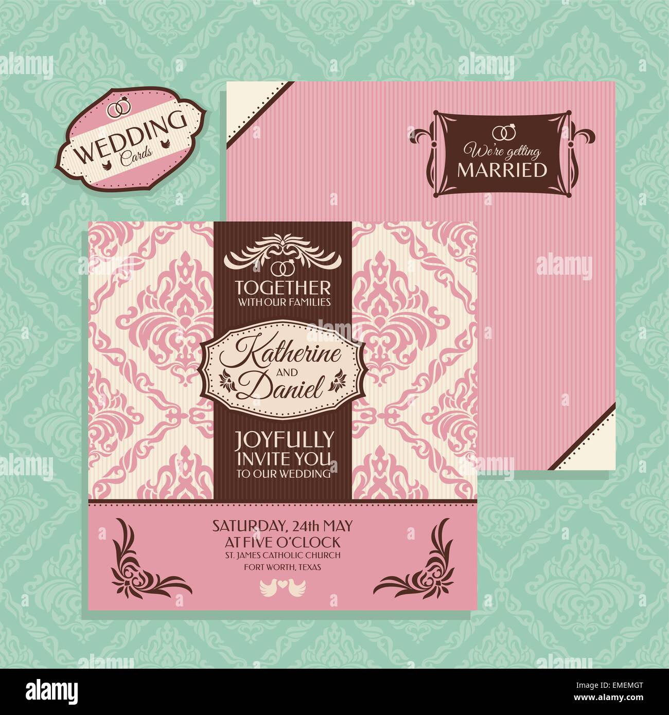 Floral wedding card Stock Vector Image & Art - Alamy