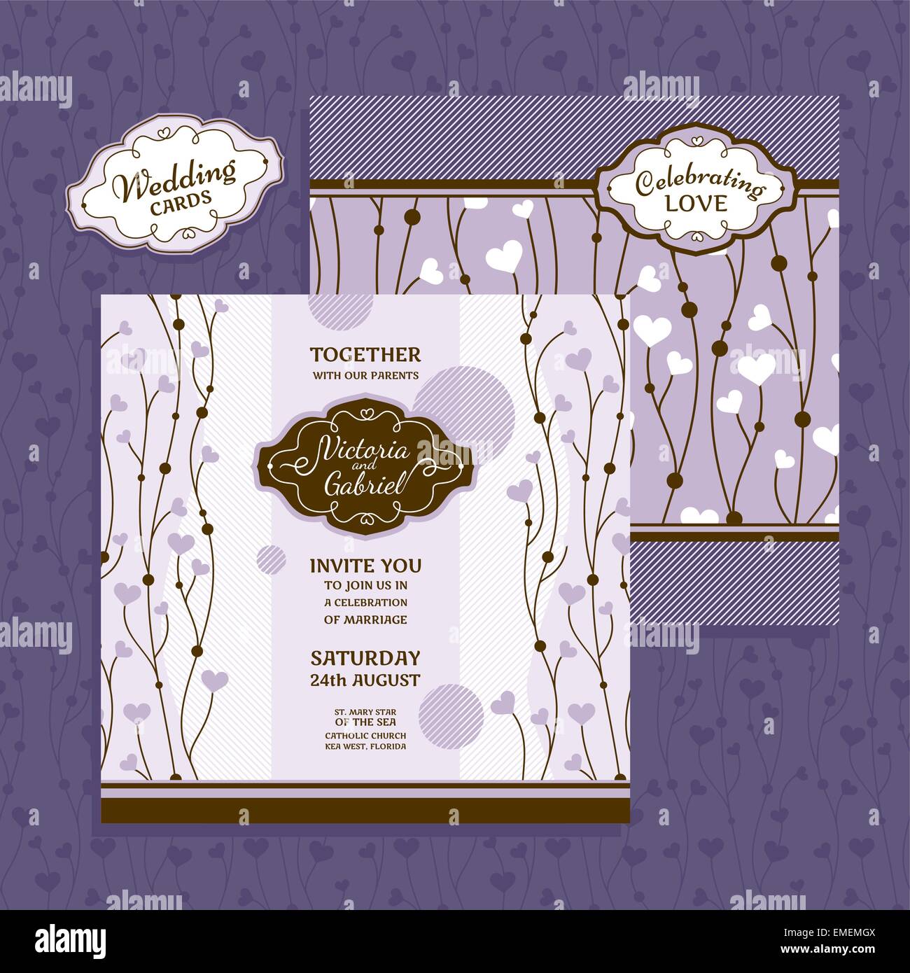 Retro wedding card Stock Vector Image & Art - Alamy