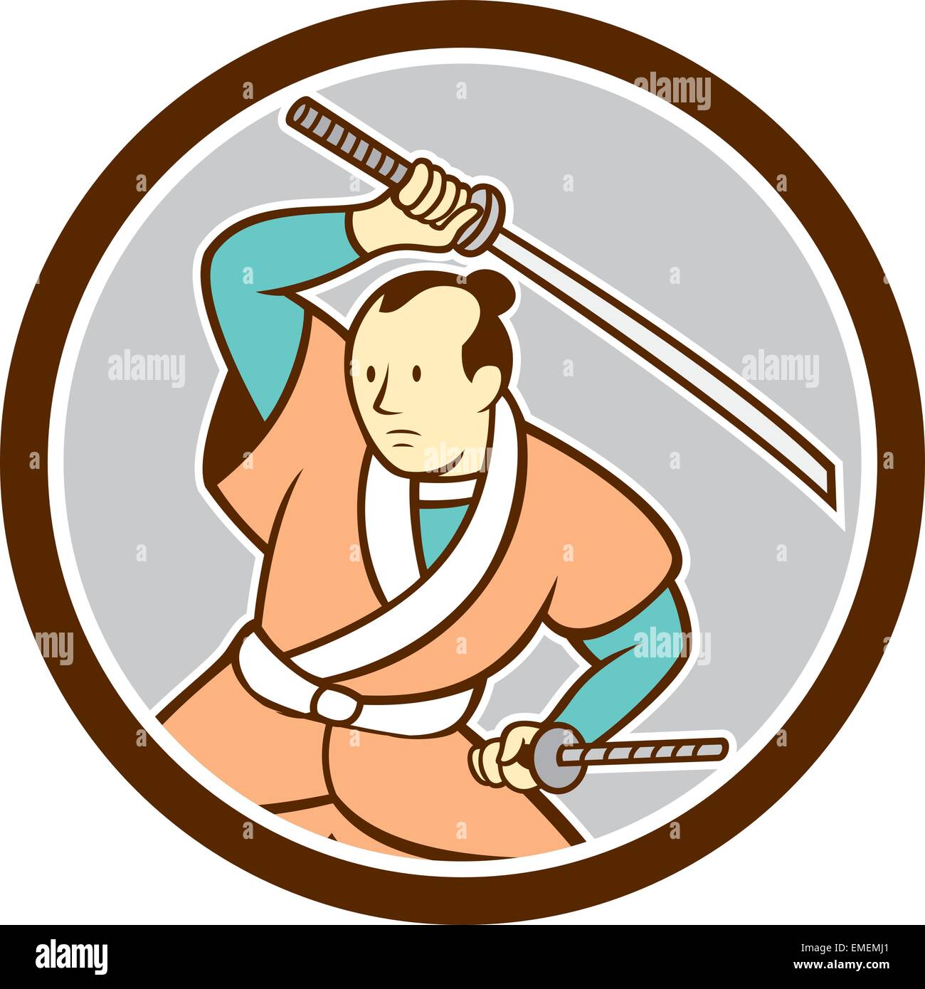 Samurai warrior wielding katana sword Stock Vector Images - Alamy