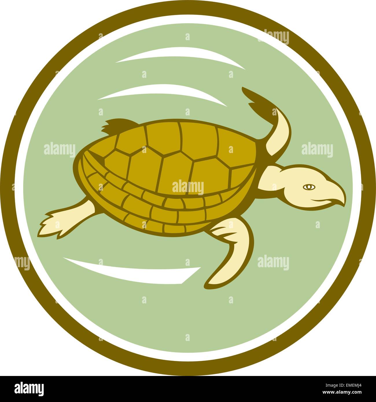 Sea Turtle Swimming Circle Cartoon Stock Vector Image & Art - Alamy