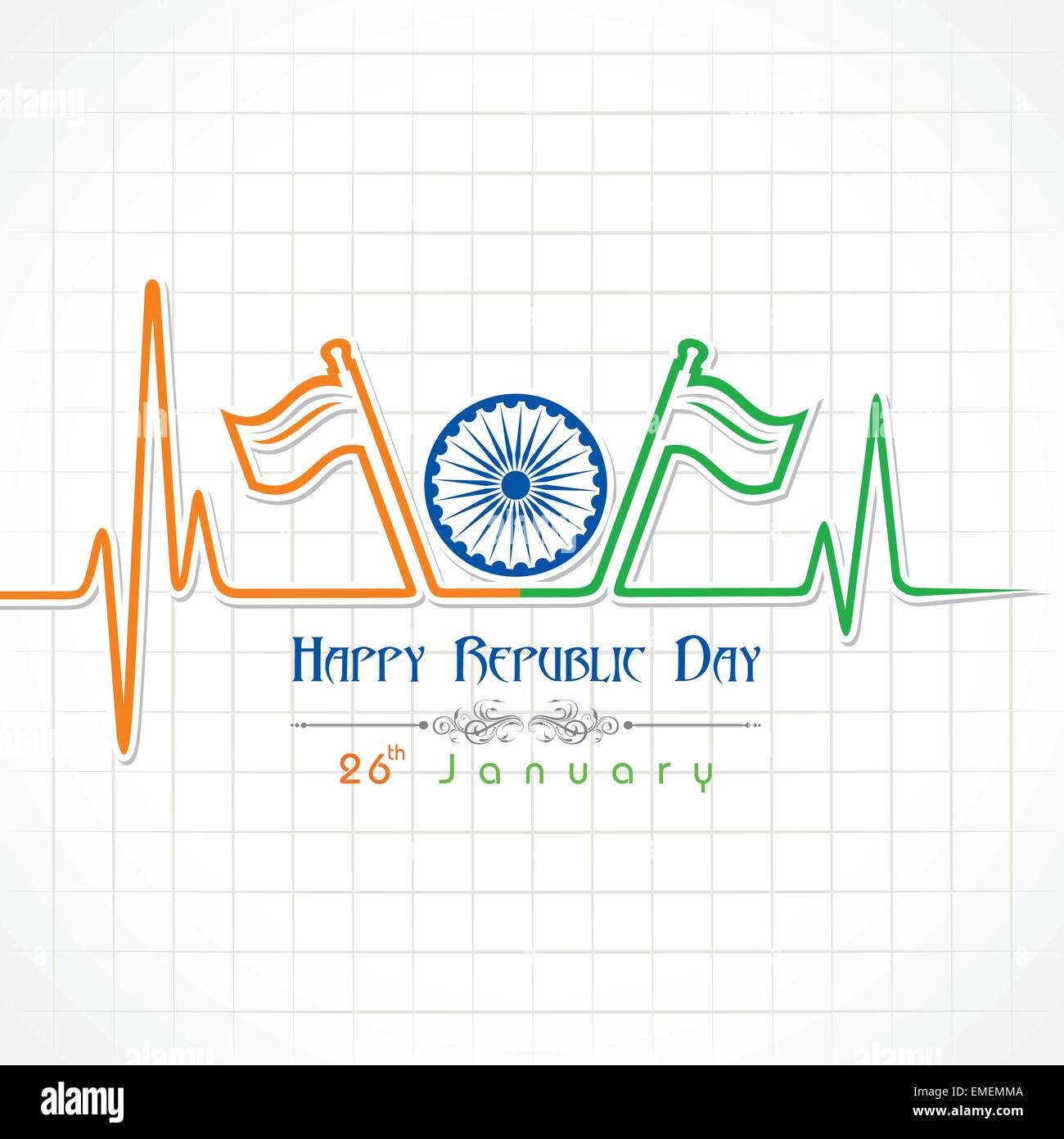 Republic Day greeting with heartbeat stock vector Stock Vector Image ...