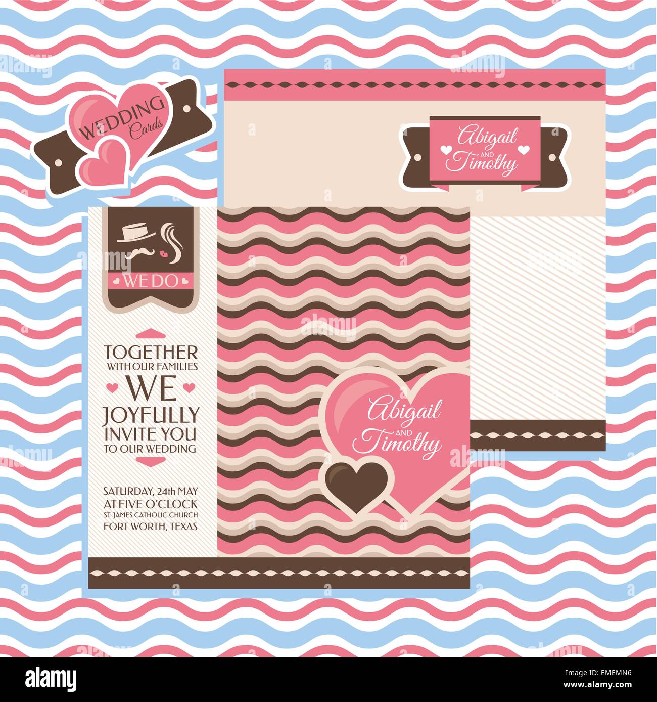 Retro wedding card Stock Vector Image & Art - Alamy