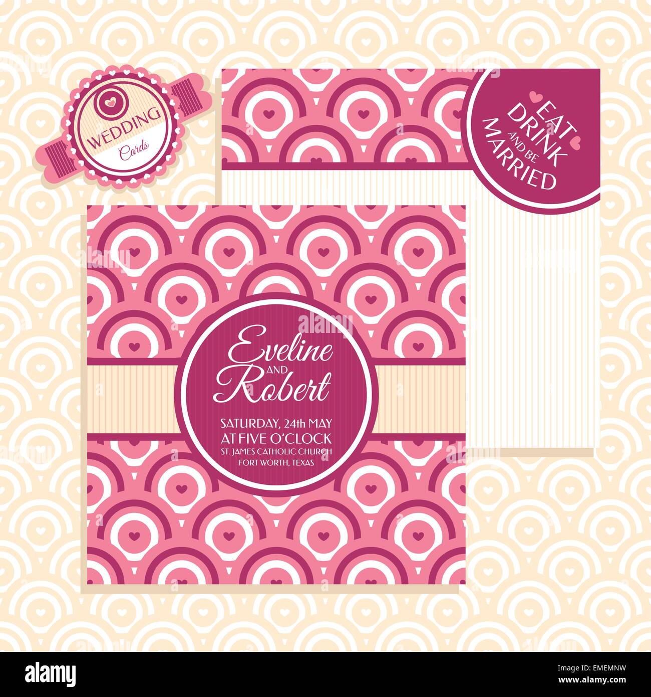 Retro wedding card Stock Vector Image & Art - Alamy
