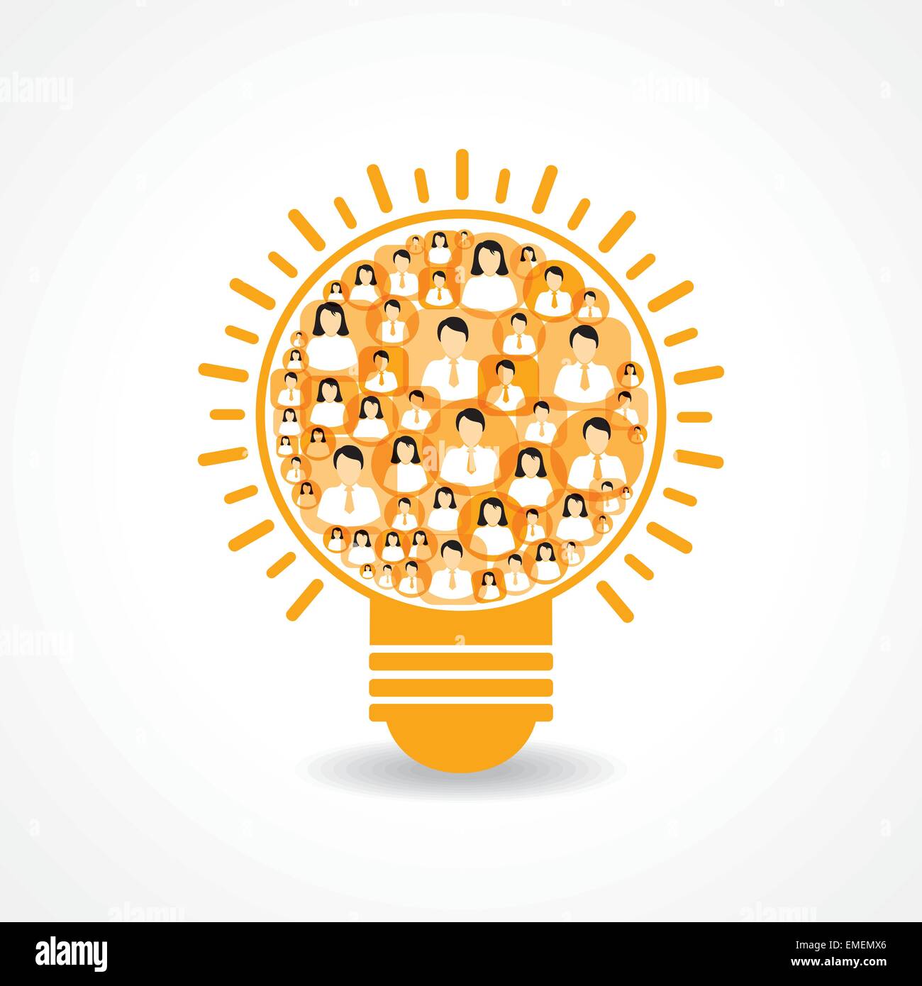 Group of male and female icons make a light-bulb stock vector Stock ...