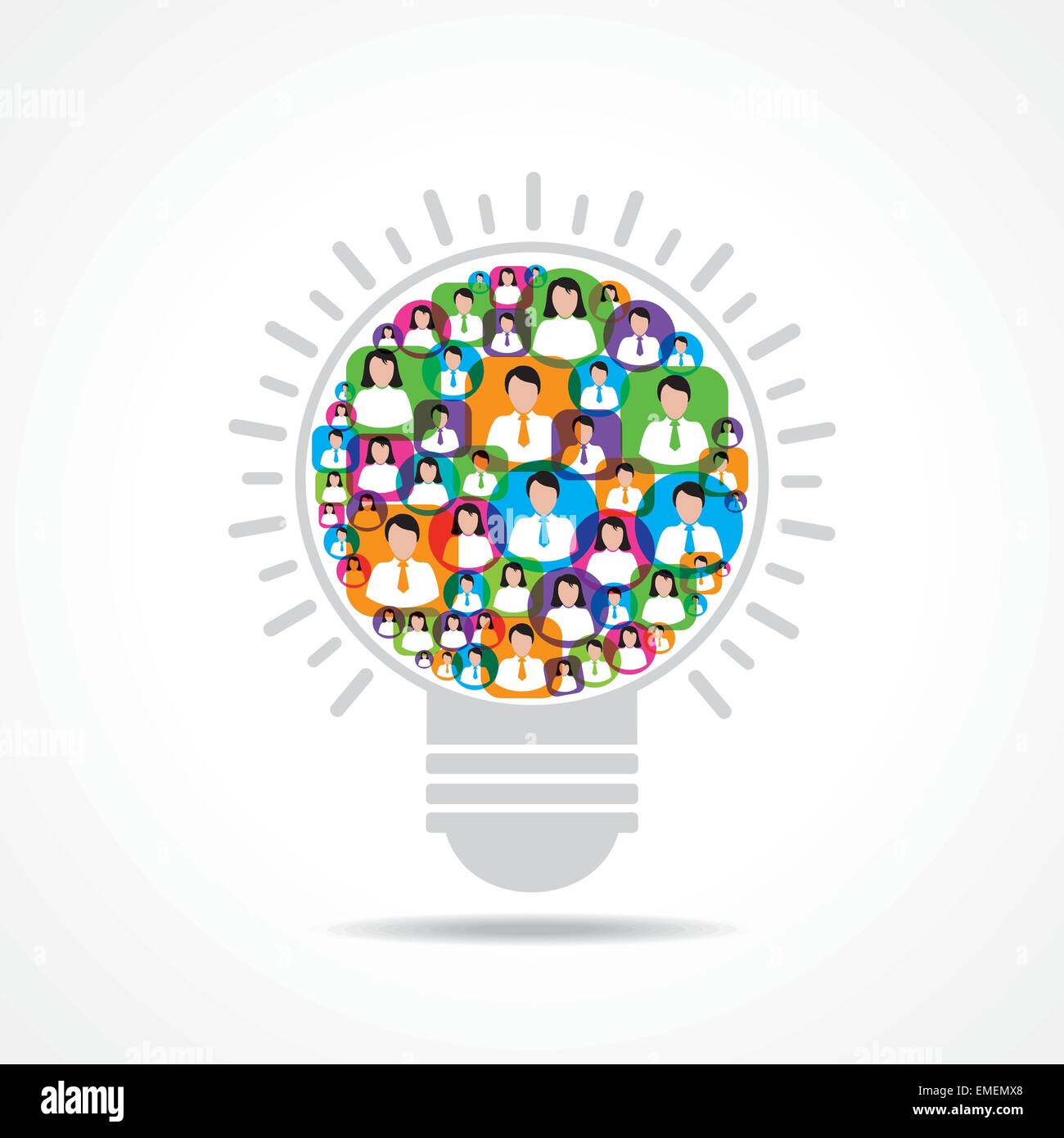 Group of male and female icons make a light-bulb stock vector Stock ...