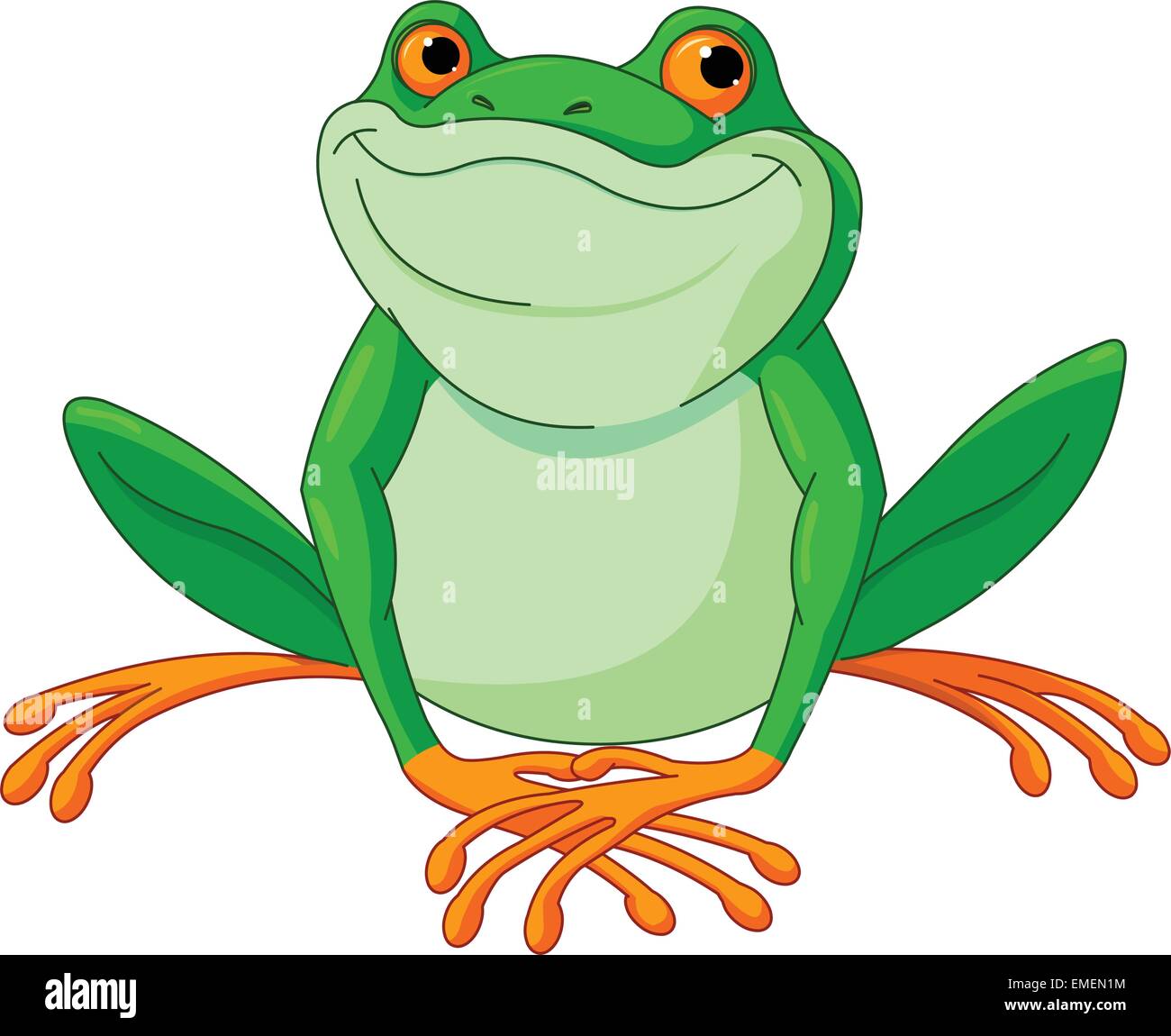 Cute frog sitting green Stock Vector Images - Alamy