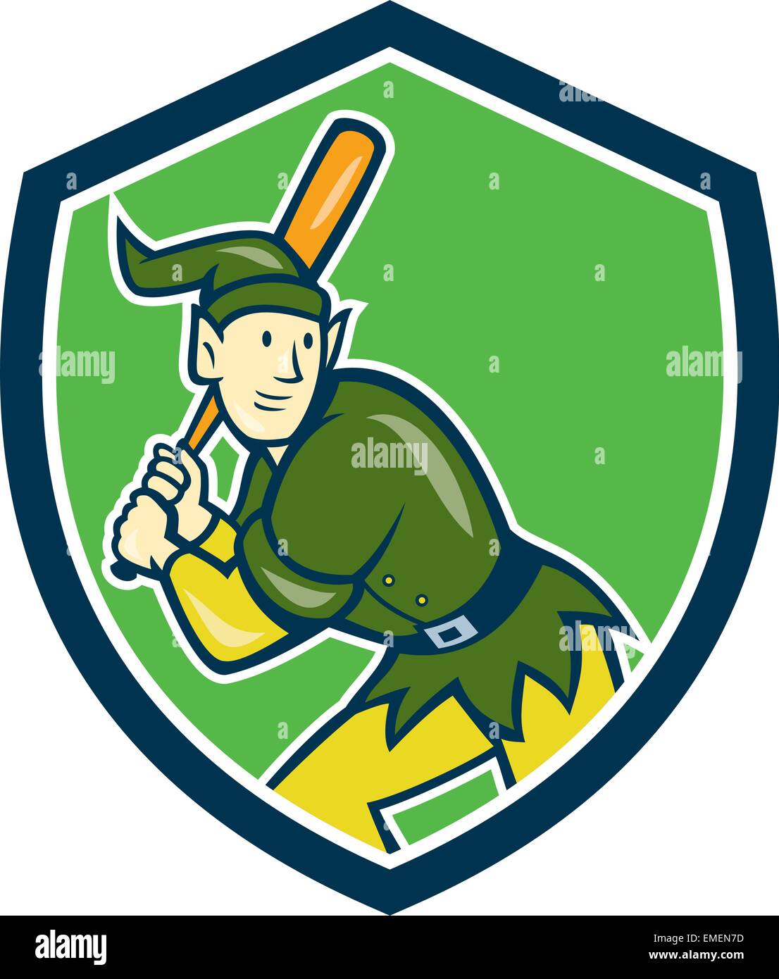 Elf Baseball Player Batting Shield Cartoon Stock Vector Image & Art - Alamy