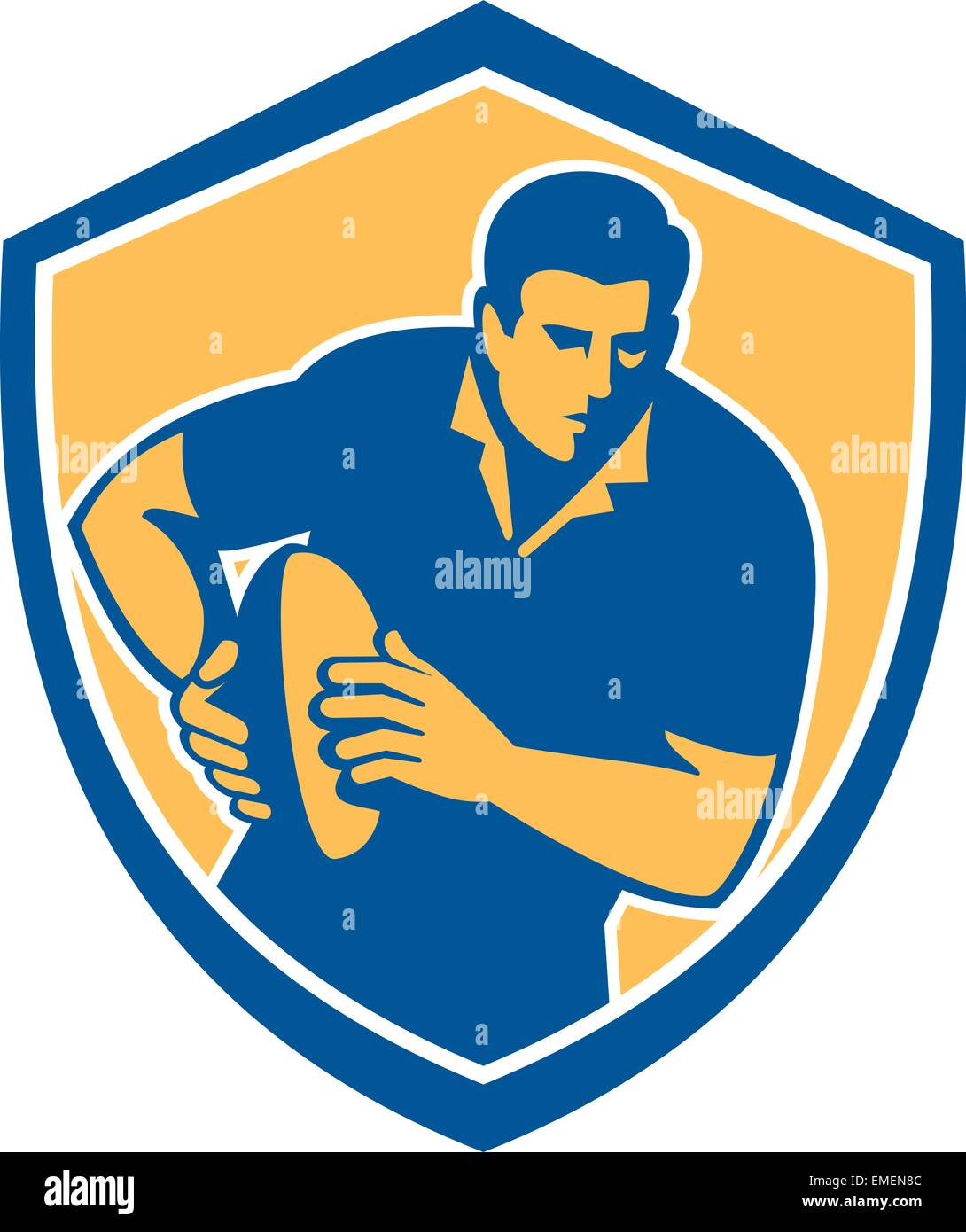 Rugby Player Running Ball Shield Retro Stock Vector Image & Art - Alamy