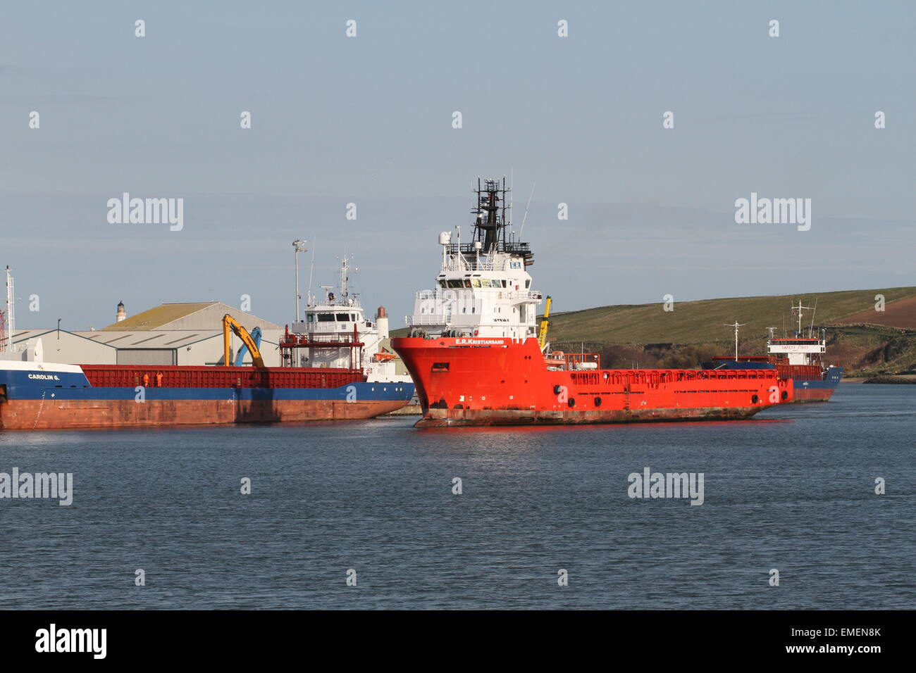 Platform supply ship MV E.R. Kristiansand arriving Montrose harbour ...