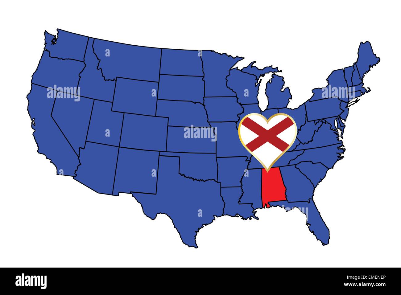 Alabama state map hi-res stock photography and images - Alamy