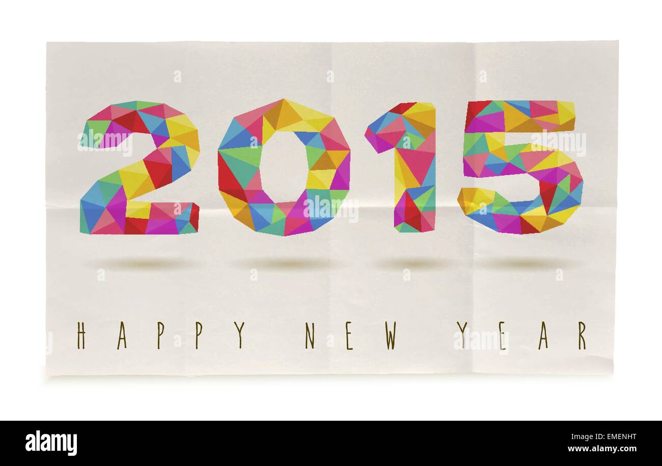 Happy New Year 2015 folded paper poster Stock Vector Image & Art - Alamy
