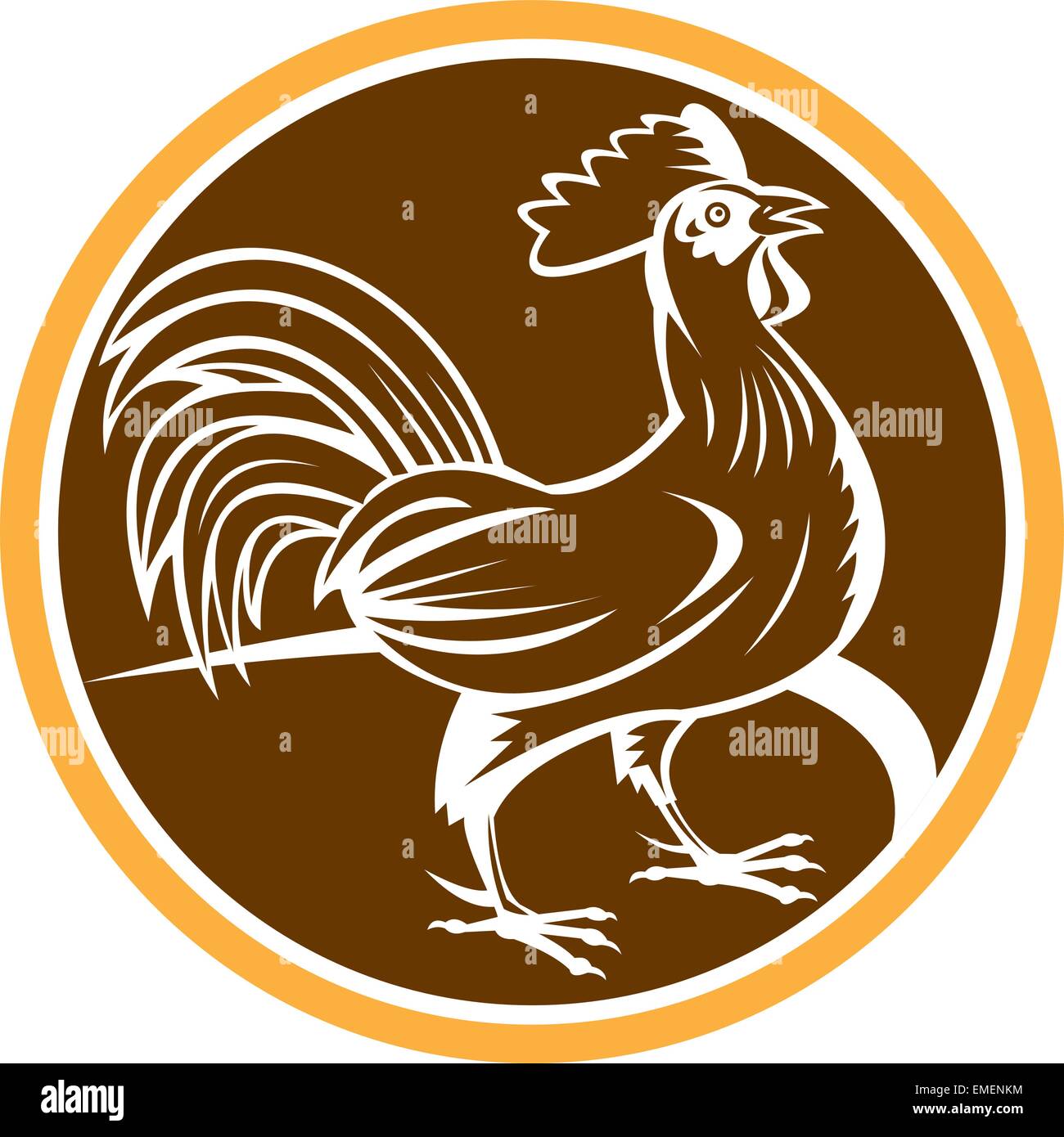 Chicken Rooster Side Circle Woodcut Stock Vector Image & Art - Alamy
