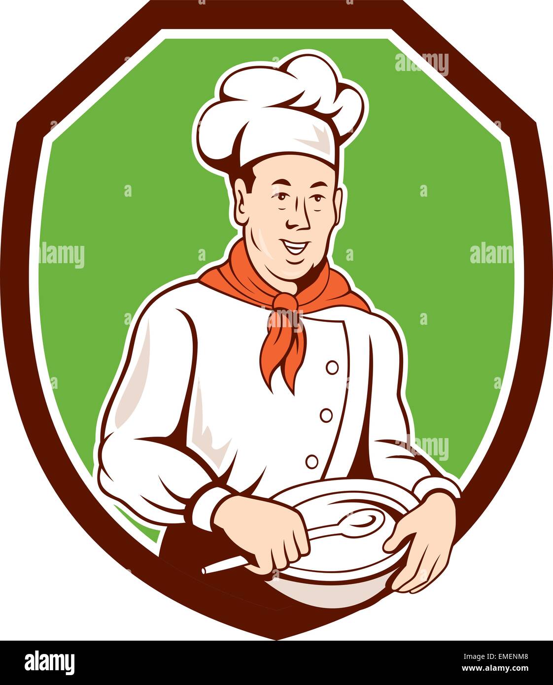 Chef Cook Holding Spoon Bowl Shield Cartoon Stock Vector Image & Art ...