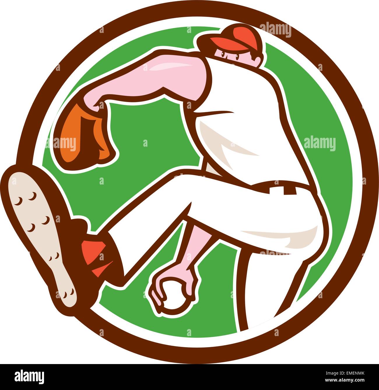 Baseball Pitcher Outfielder Throw Ball Circle Cartoon Stock Vector ...