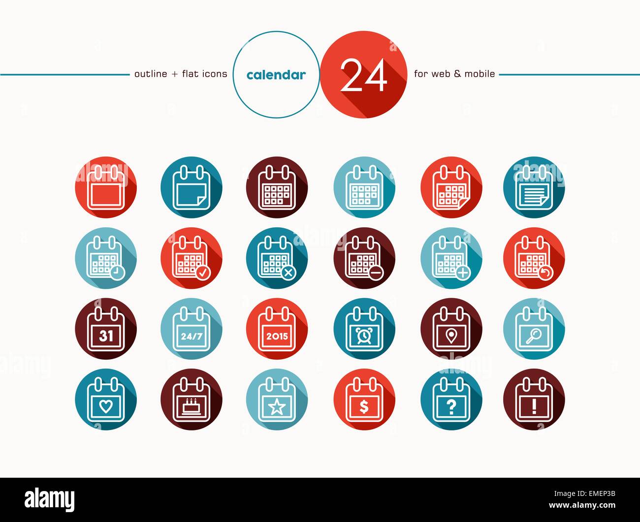 Calendar outline flat icons set Stock Vector Image & Art - Alamy