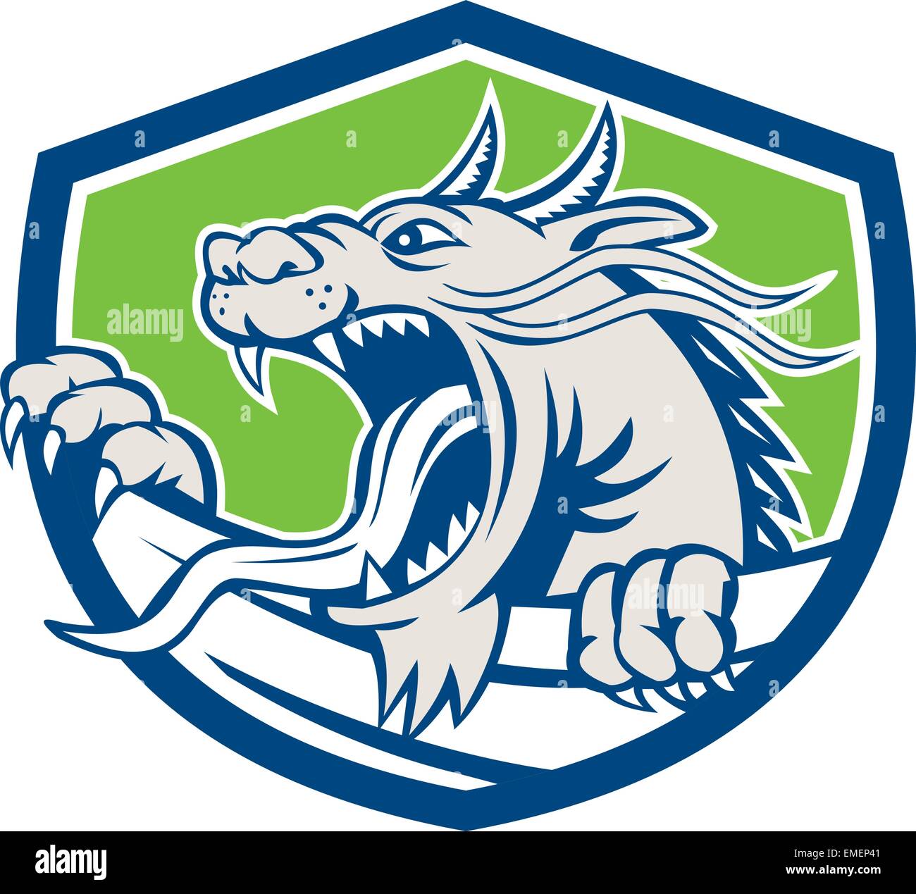 Chinese Dragon Head Growling Shield Retro Stock Vector Image & Art - Alamy