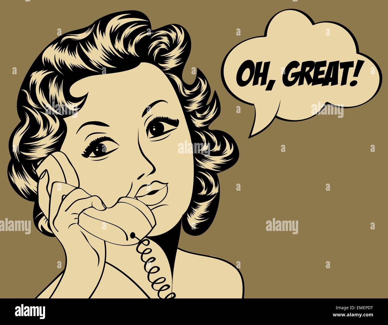 cute retro woman in comics style with message Stock Vector Image & Art ...