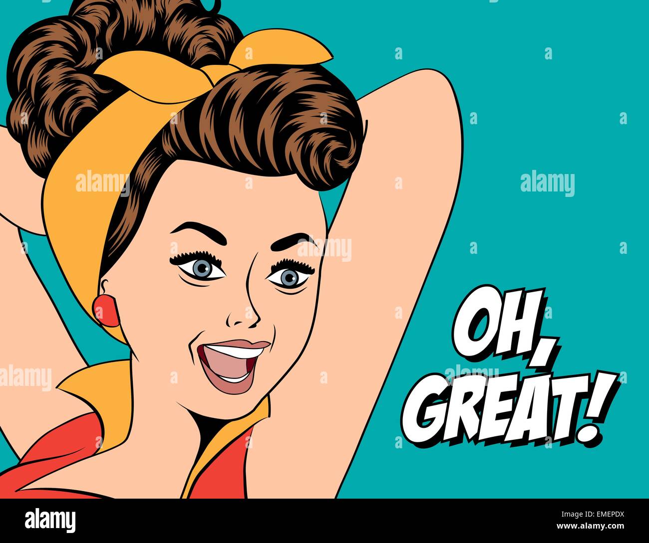 cute retro woman in comics style with message Stock Vector Image & Art ...