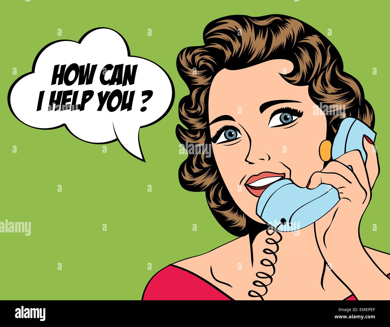 cute retro woman in comics style with message Stock Vector Image & Art ...