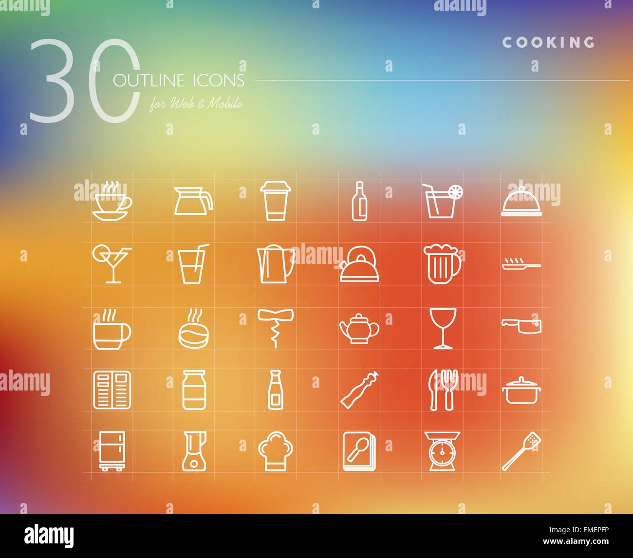 Cooking and food outline icons set Stock Vector Image & Art - Alamy