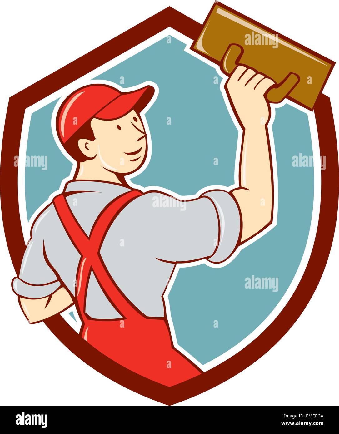Plasterer Masonry Trowel Shield Cartoon Stock Vector Image & Art - Alamy