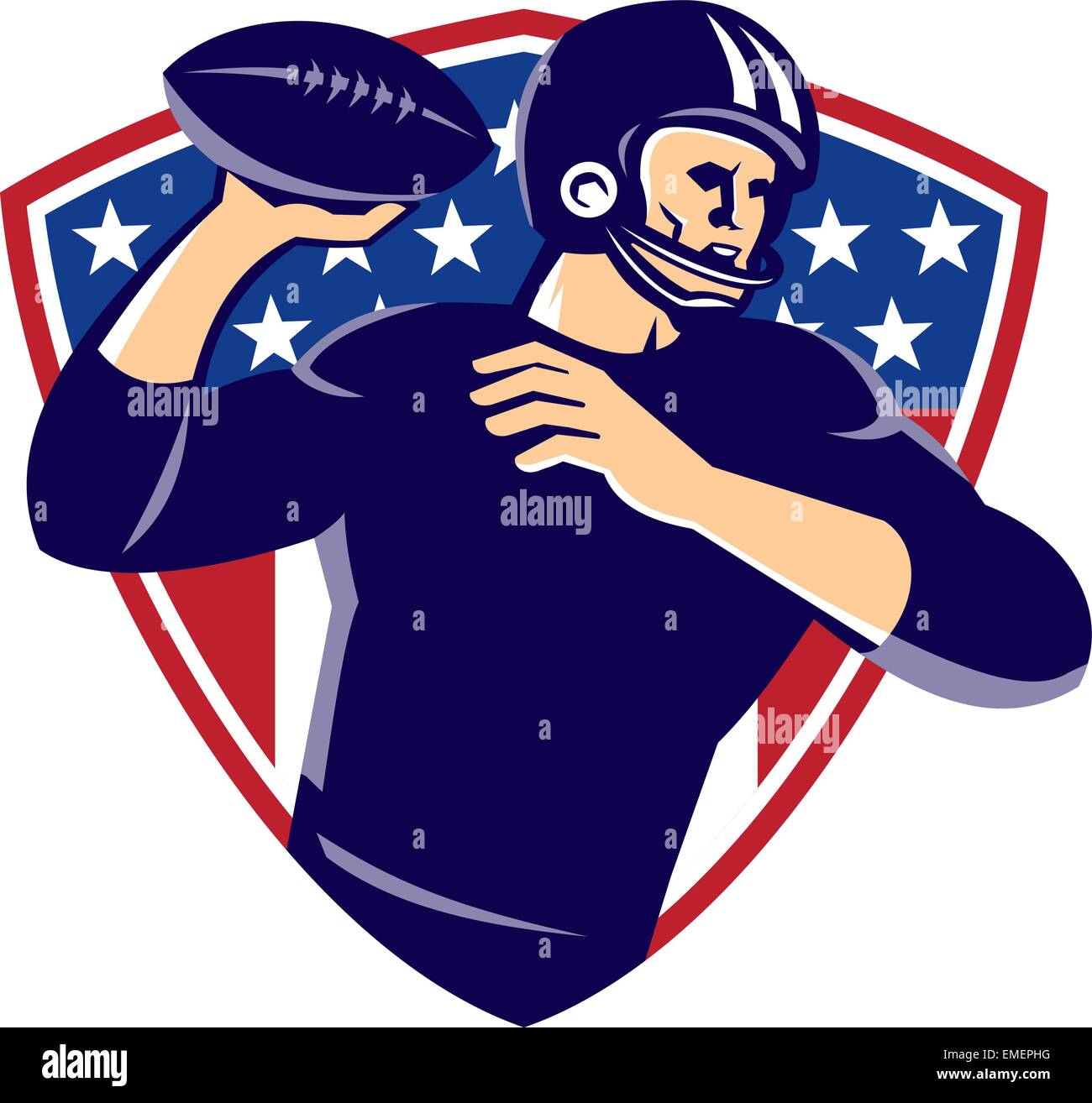 american quarterback football player passing shield Stock Vector Image ...