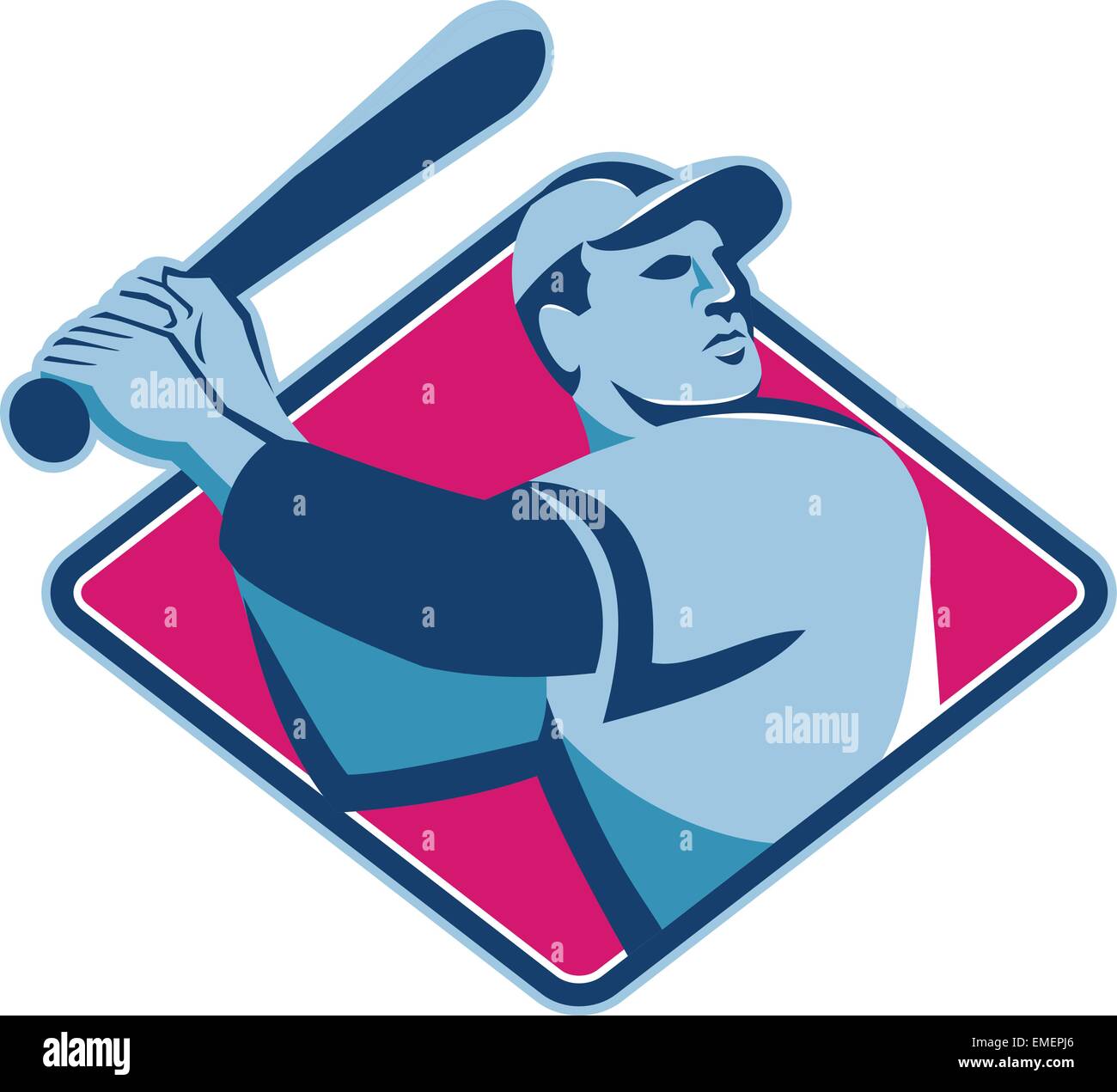 baseball player with bat batting retro style Stock Vector Image & Art ...