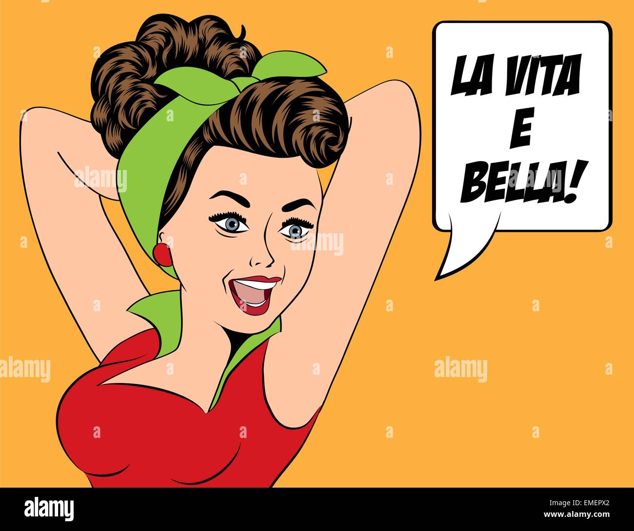 cute retro woman in comics style with message Stock Vector Image & Art ...