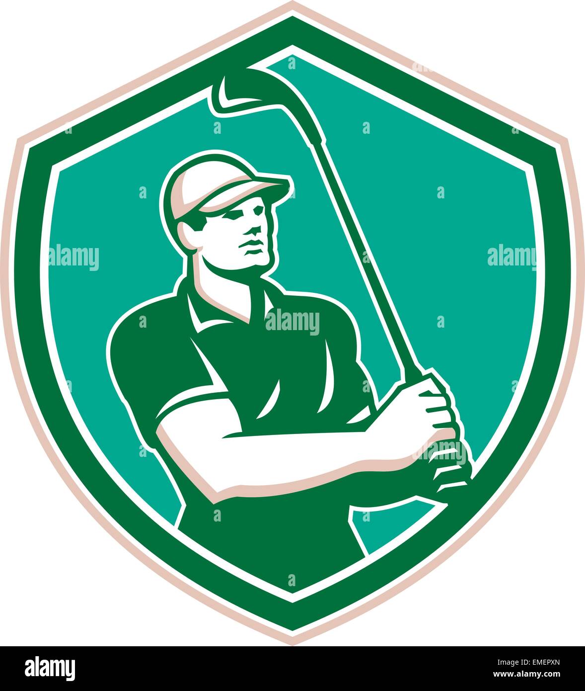 Golfer Tee Off Golf Shield Retro Stock Vector Image & Art - Alamy